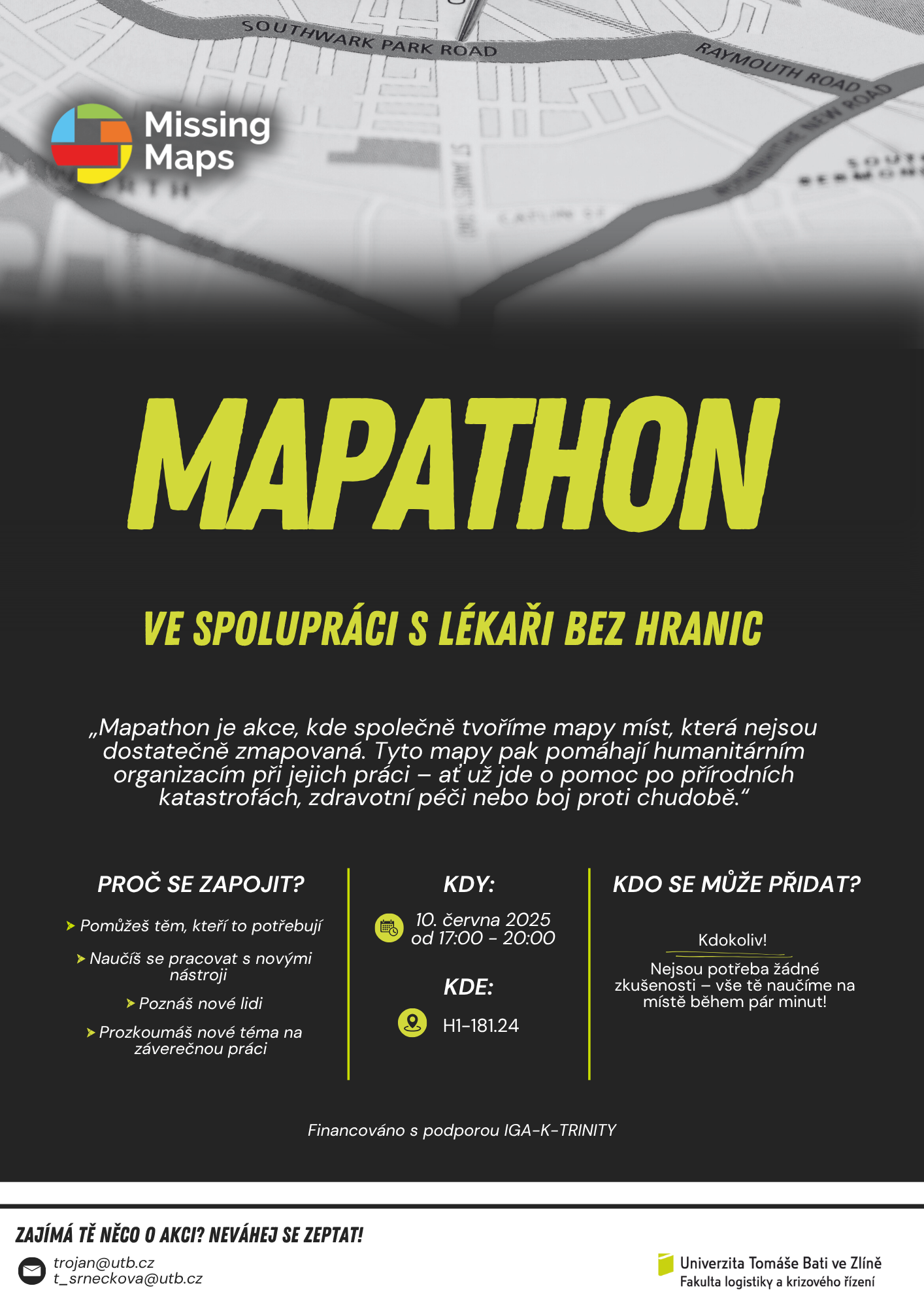 Společně pro ty, kteří nejsou vidět – Mapathon s Lékaři bez hranic - Fakulta logistiky a ...